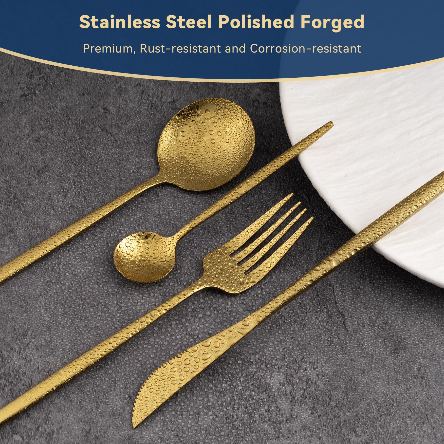 Silverware Set, 24 Piece Mirror Polished Premium Slim Cutlery Set, Luxury Stainless Steel Utensil Set, Silver Dinner Knives Forks and Spoons Tableware Set, Dishwasher Safe