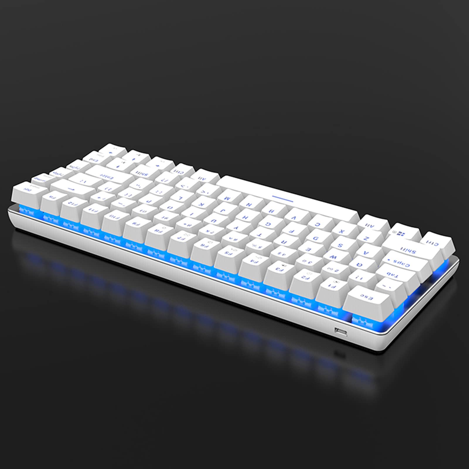 Lomiluskr AK33 Wired Mechanical Keyboard, 82-Keys Compact Mechanical Gaming Keyboard with Anti-ghosting Keys, Small and Portable (Black Switch/Blue Backlight, White)