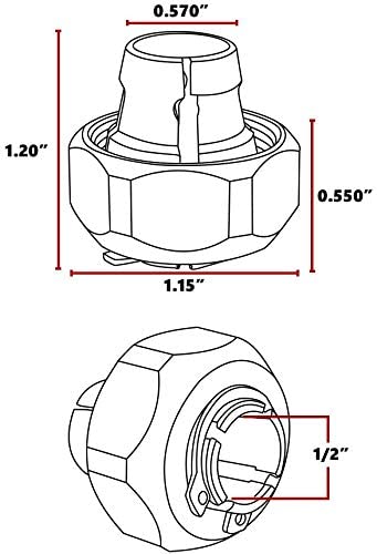 Thaekuns 42950 1/2- inch Router Collet Fit for PORTER CABLE models, Delta, B&D