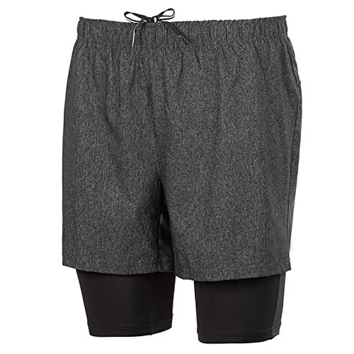 Men’s 2 in 1 Running Shorts Quick Dry Breathable Workout Athletic Shorts for Exercise Yoga Gym with Zip Pockets (XL, Black)