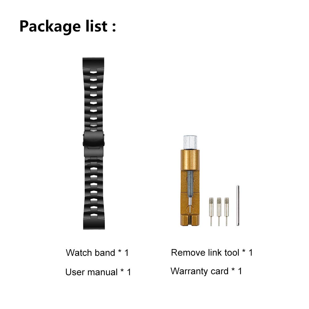 LDFAS Fenix 7X/6X/5X Plus Band, 26mm Vented Titanium Metal Quick Fit Watch Strap with DLC Coating Version Compatible for Garmin Fenix 7X/6X Pro/5X Plus/Tactix 7 Delta/Enduro 2 Bnads, Black