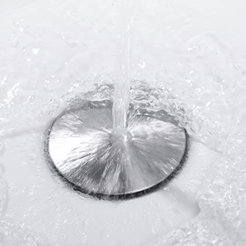 Pop up Sink Drain Stopper with Overflow Brushed Nickel for Bathroom Vessel Vanity Sink Art Basin,Big Cap Sink Drain with Overflow, Metal Pop-up Drain Strainer with Detachable Basket Stopper