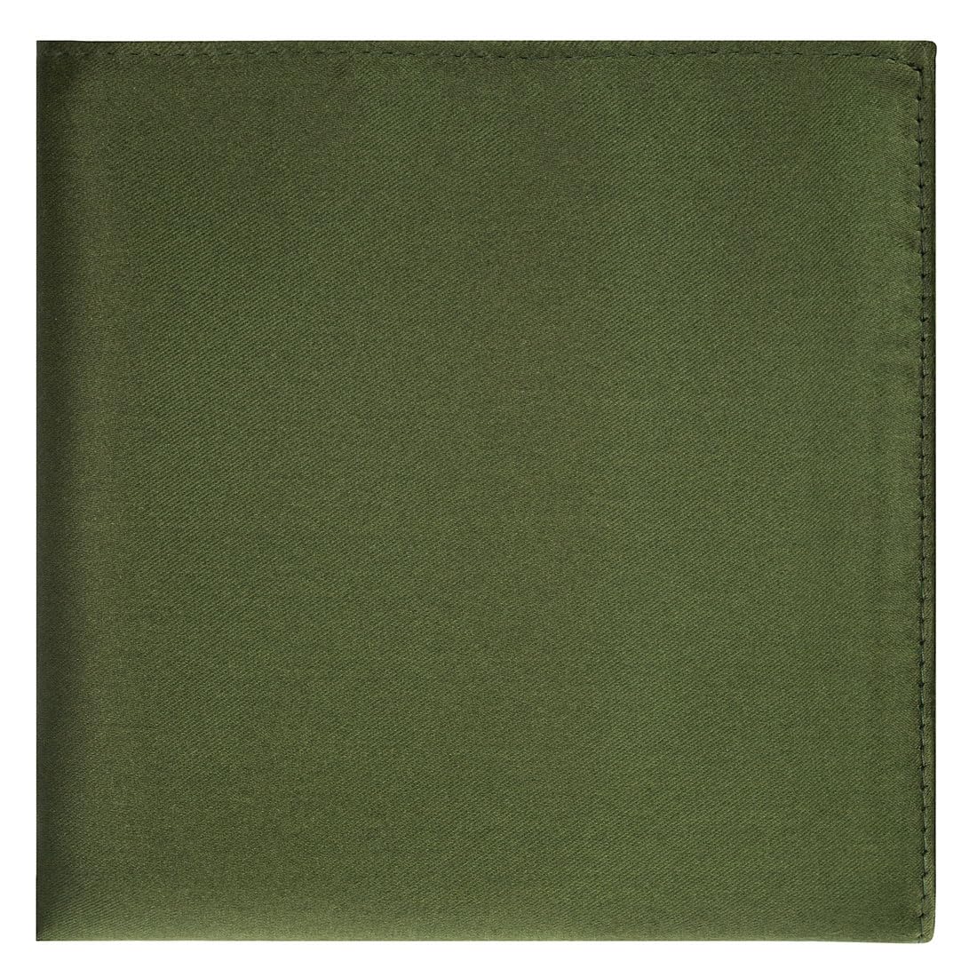 KissTies Dark Olive Green Satin Tie Set Solid Ties Mens Necktie + Pocket Square