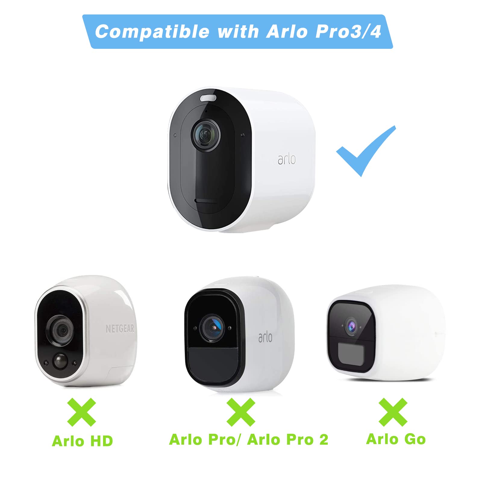 Protective Silicone Skins Case Cover, Compatible with Arlo Ultra/Ultra 2 & Arlo Pro 3/Pro 4/4k Camera, Arlo Camera Cover White Outdoor 6 Pack (NOT Compatible with Arlo Essential Spotlight)