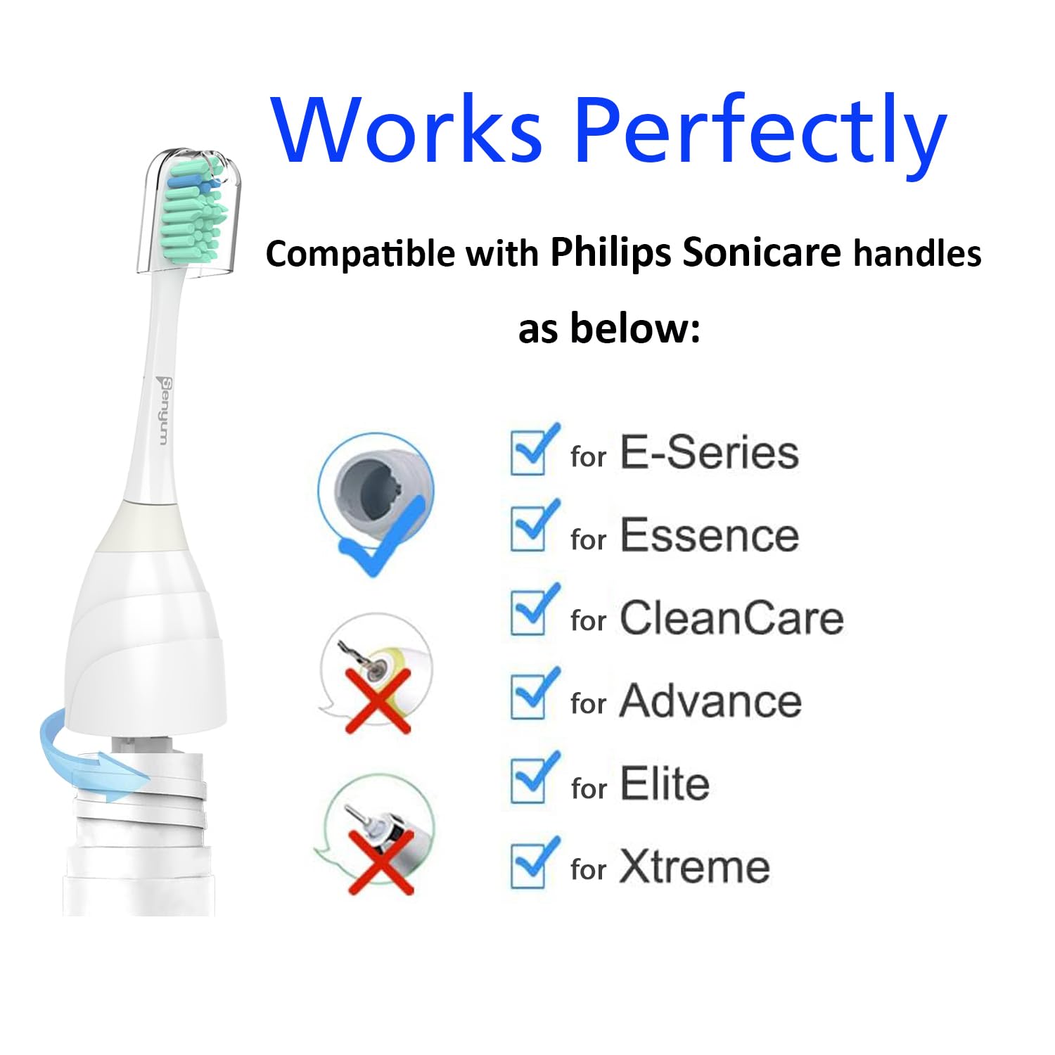 Senyum Replacement Toothbrush Heads Compatible with Philips sonicare E-Series, Replacement Brush Heads Come with Caps, 6 Pack