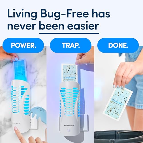 Shieldeck Flying Insect Trap - Indoor Fly Trap, Gnat Trap, and Mosquito Trap - Fruit Fly Killer and Plug in Bug Catcher - Traps with UV Light for House Indoors (1 Device + 5 Refills) - White