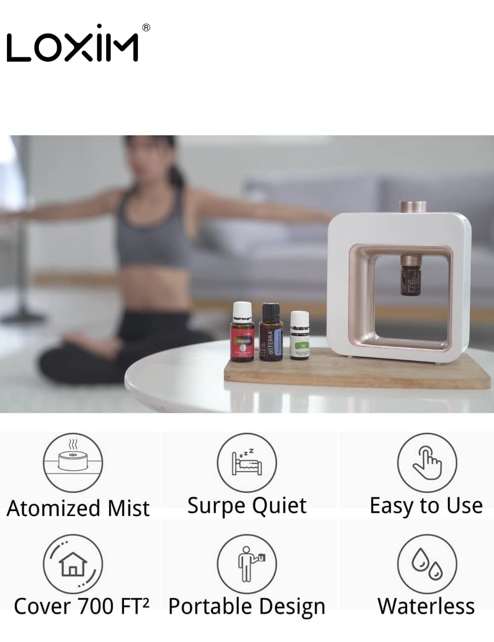 LOXIM Pride Aromatherapy Diffusers - Professional Grade Nebulizing Diffuser for Essential Oils, Full Spectrum Oil Adaptability, Waterless, No Heat, Super Quiet, Portable, Battery Operated - White…