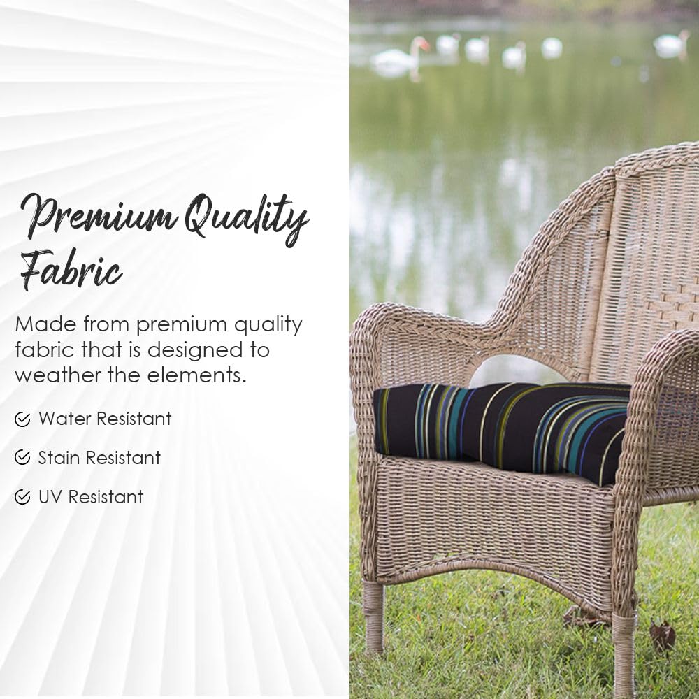 RSH DECOR Indoor Outdoor 3 Piece Tufted Wicker Settee and Chair Cushion Set, All Weather, Water & Fade Resistant Polyester Fabric, 1 Loveseat Cushion 41βx19β & 2 U-Shape Chair Cushion 19βx19β