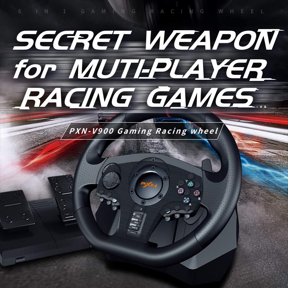 PXN PC Racing Wheel, V900 Universal Usb Car Sim 270/900 Degree Race Steering Wheel with Pedals for Xbox One, Xbox Series X/S, PS3, PS4, Switch, Android TV (Used - Like New)