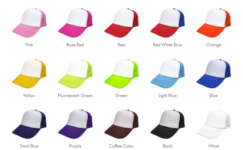 MR.R Sublimation Blank Polyester Mesh Cap Mesh Hat Two Tone Trucker Summer Mesh Cap with Adjustable Snapback,Green,6 Pieces per Pack