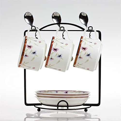 XWOZYDR Kitchen Water Draining Coffee Cup Plate Holder Storage Mug Hanging Rack Stainless Steel Black Drying Display Stand Organizer