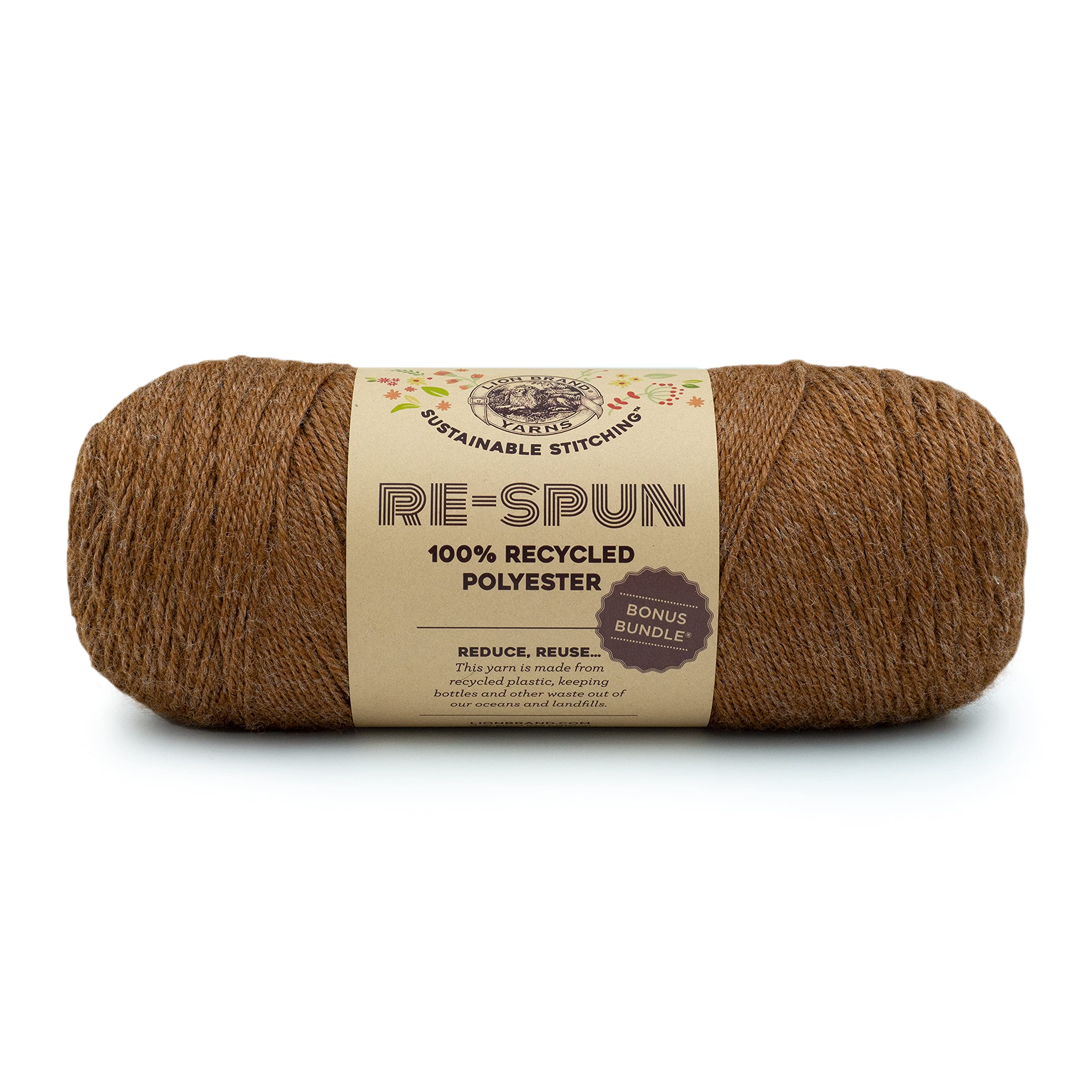 Lion Brand Yarn 126-125V Re-Spun Bonus Bundle Yarn, Cider