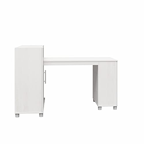 SystemBuild Evolution Camberly Hobby & Craft Desk w/Storage Cabinet in Ivory Oak