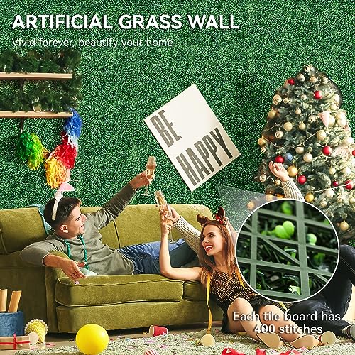YITAHOME 12 PCS 20"x20" Artificial Grass Wall, Boxwood Hedge Wall Panels, Artificial Grass Backdrop Wall, Privacy Fence with UV Protection for Outdoor Indoor Garden Fence Backyard