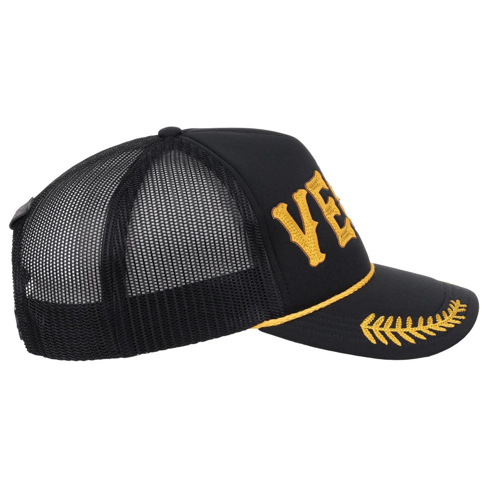 Local Crowns Nevada Blackout Leather State Patch Curved Trucker Adjustable Black Snapback Cap