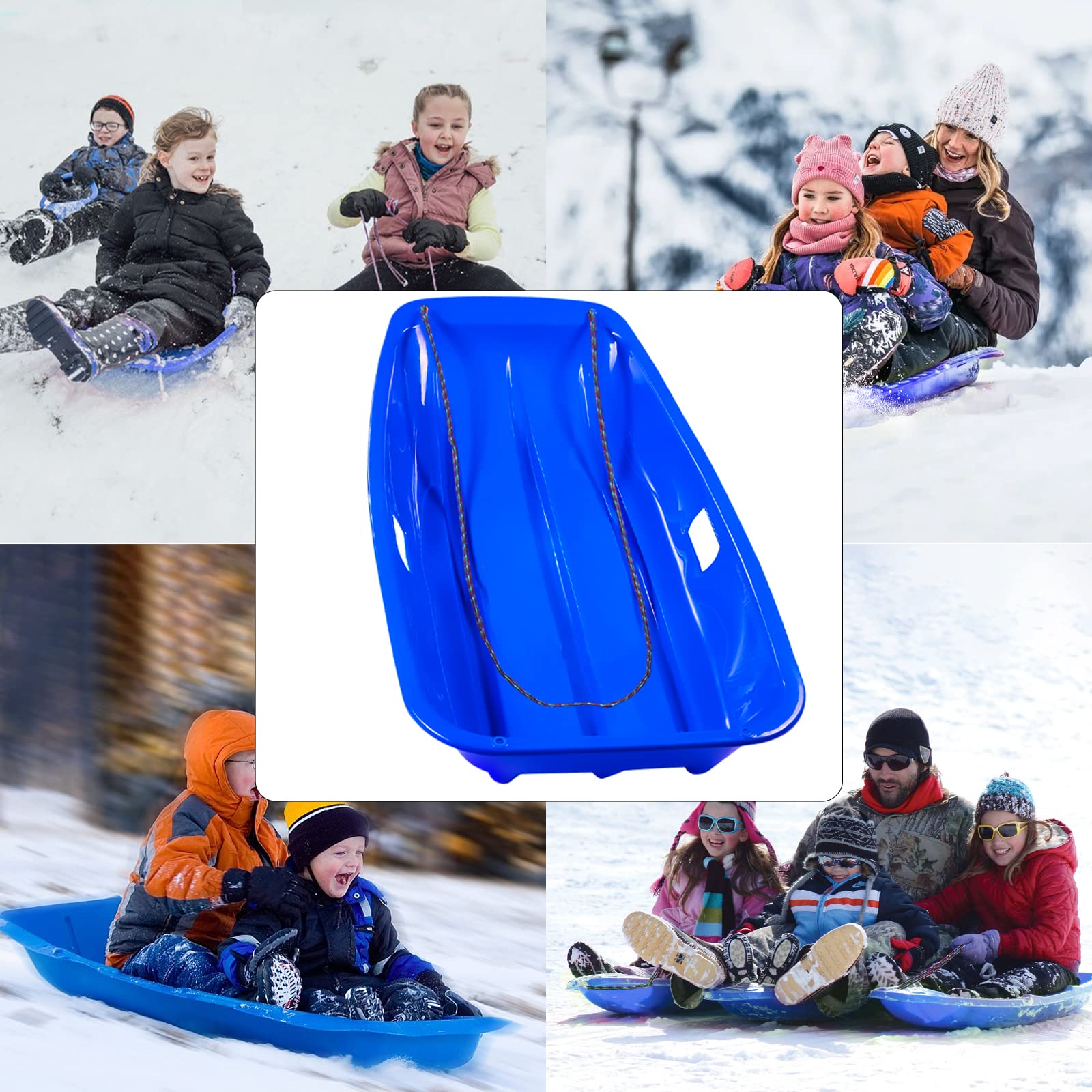 Sleds for Kids Kids and Adult, Snow Sled,Classic Plastic Sled(Blue)