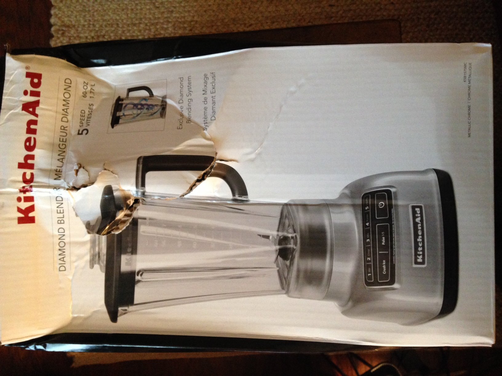 KitchenAid KSB1575MC 5-Speed Diamond Blender, Metallic Chrome,56 oz