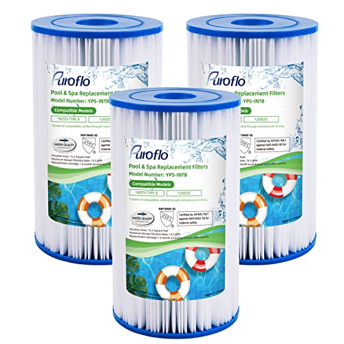 PUROFLO Type B Pool Filter 29005E/59905E for Intex Easy Set Pool, Pool Filter B for Above Ground Pools Compatible with Intex Type B Pool Filter and POOLPURE Type B Filter Cartridge for Pools, 3 Pack