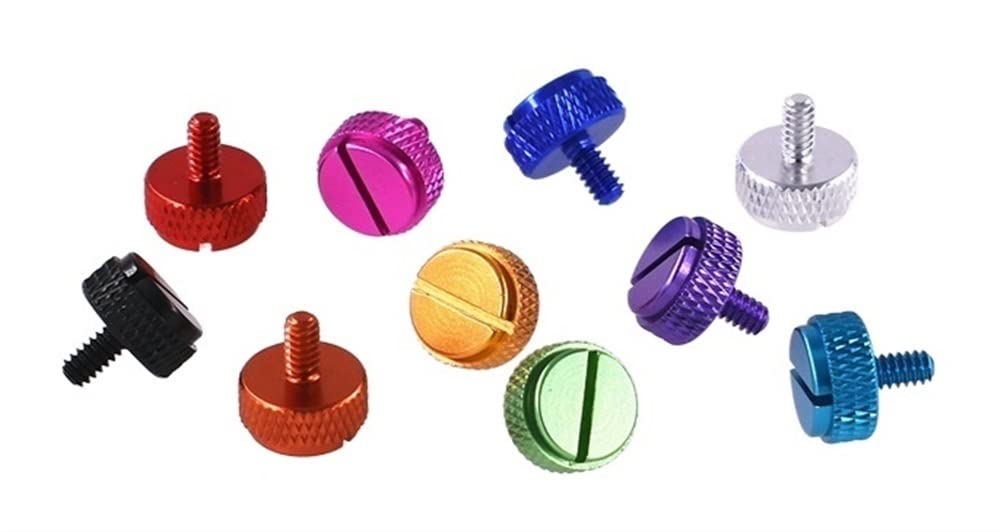 WAAZI Screw 6-32 * 6.5mm Desktop Computer Case Side Cover Hand Twist Slotted Screws (Color : Brown Orange)