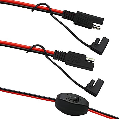 PNGKNYOCN SAE Polarity Revers Converter Cable with Switch 16AWG 2Pin SAE to SAE Wire Harness Quick Connect/Disconnect SAE Connector with Dust Cap(2M)