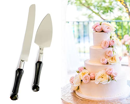 MoonShield Cake Knife & Server Spatula Cake Cutting Set - Wedding Cake Knife Set - Serving Set for Receptions Birthdays - Match the Color to Your Event Theme - Cake Knife and Cutter - Best Gift Set
