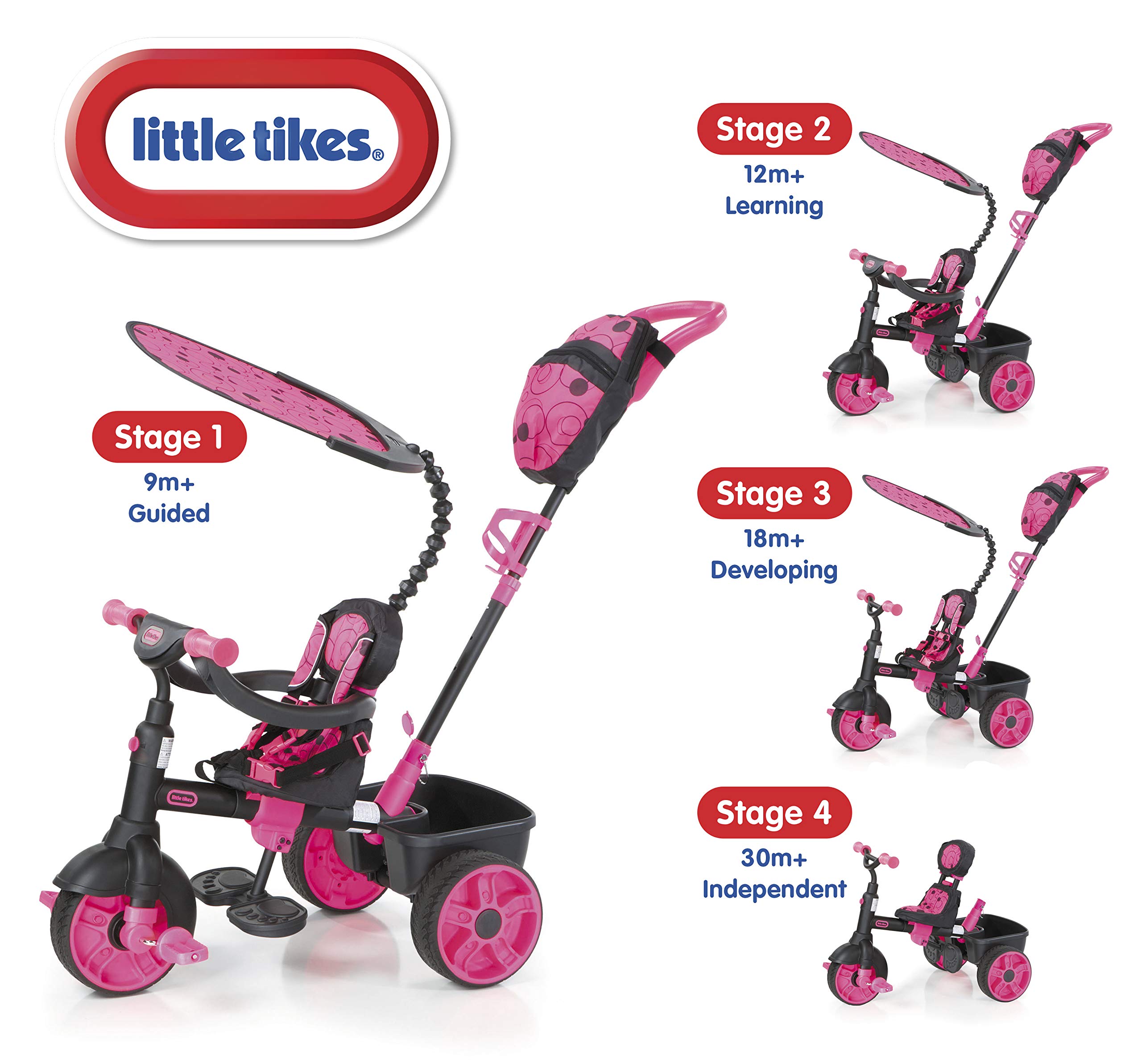 Little Tikes 4-in-1 Ride On, Neon Pink, Deluxe Edition
