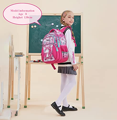 Kids Backpack for Girls Preschool Elementary Kindergarten Unicorn School Bag 15.6″ Multifunctional Cute Large Capacity