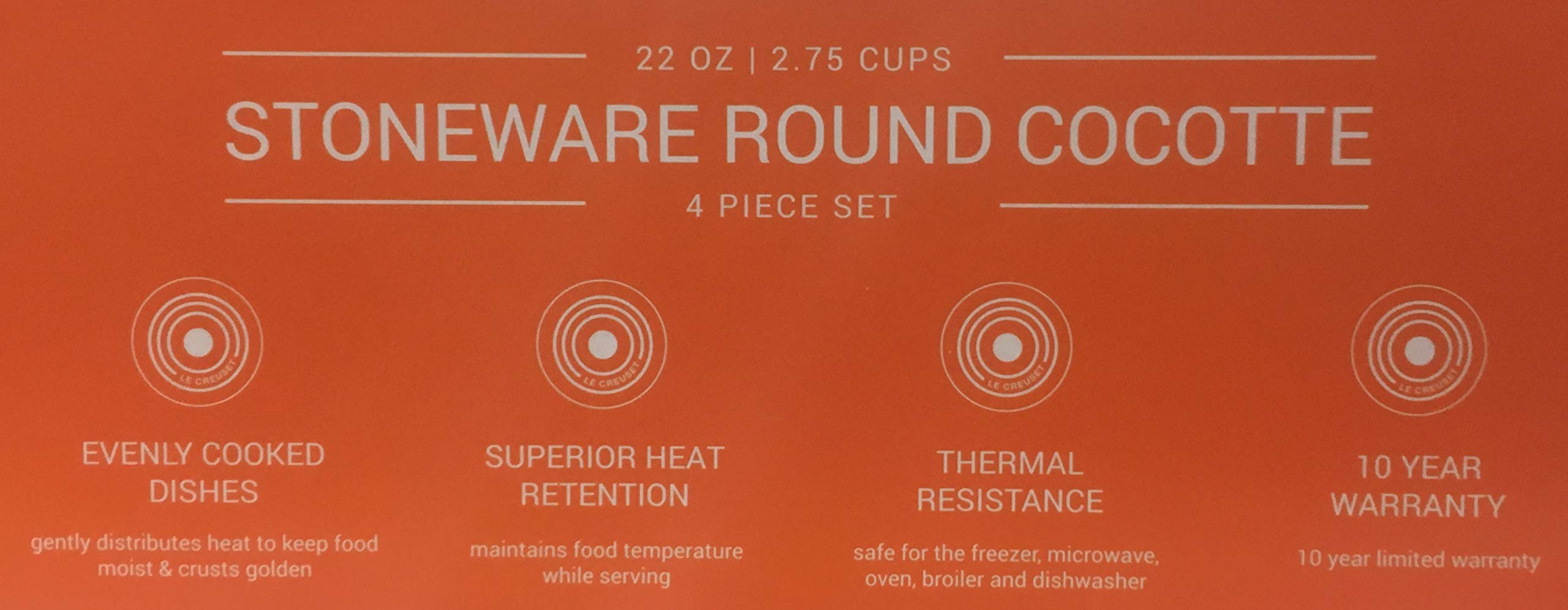 LE CREUSET Set of 4 Stoneware Round Cocottes, Red, 22 oz (2.75 Cups) 303810