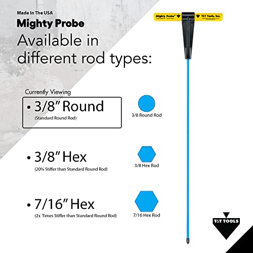 T&T Tools Mighty Probe Insulated Metal Soil Probe - Probing Rod, T-Handle Steel Rods, Landscaping Tools (1, 48-Inch Long Overall w/ 3/8" Metal Round Rod)
