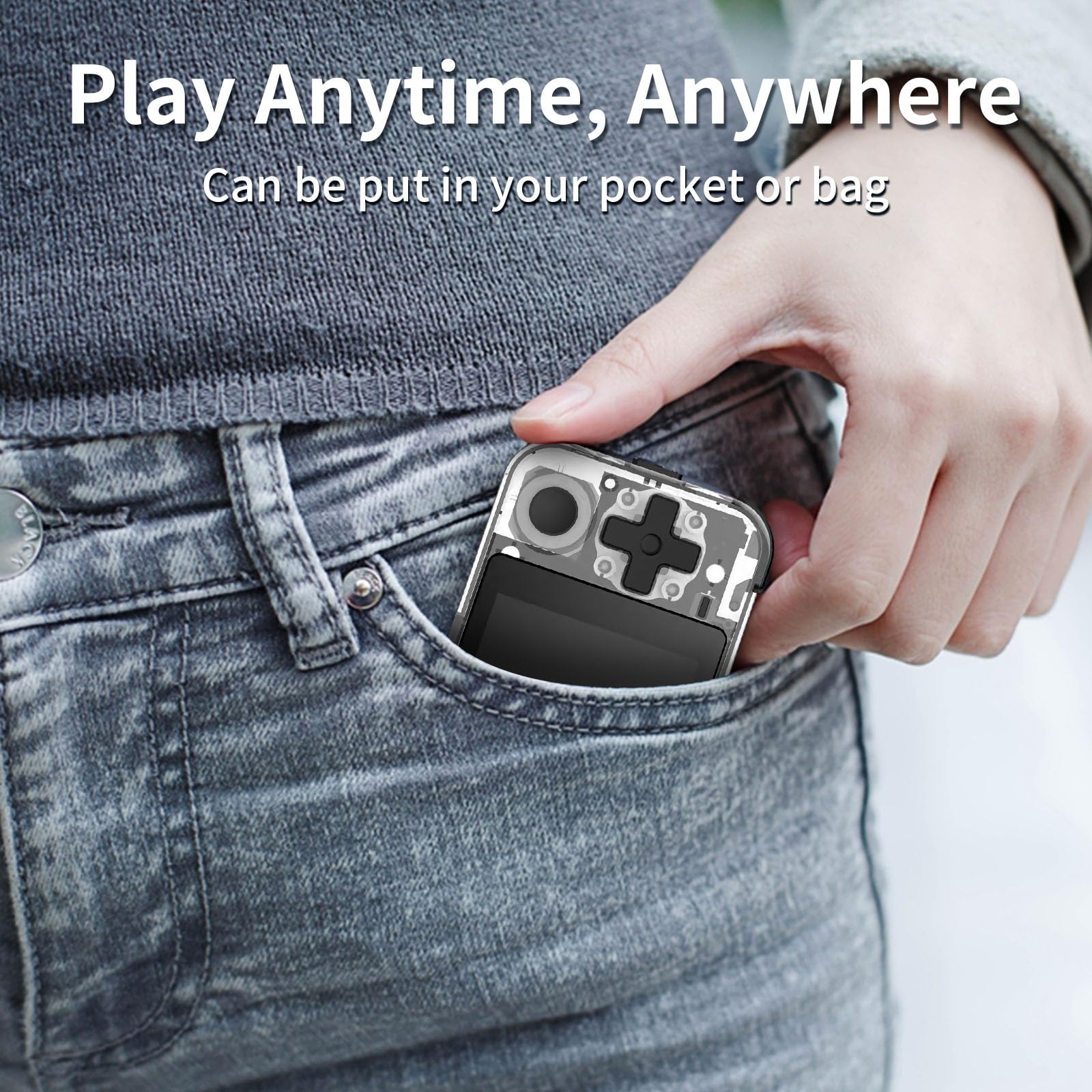 Q90 Portable Game Console, Open Source Linux System, Vibration Motor, 1100 Games, Compatible with Various Simulators (Color of Transparency, 16G)