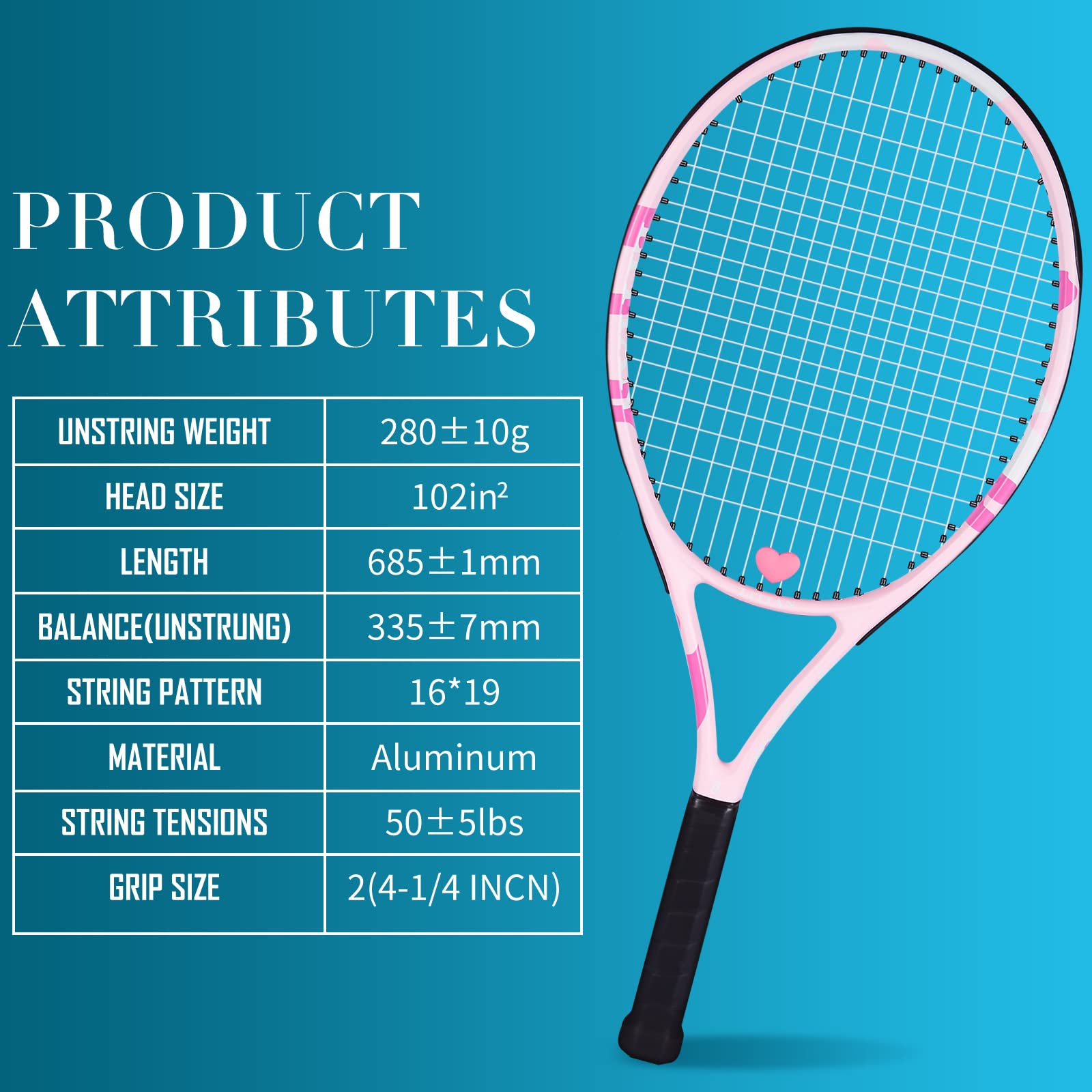LITIAN Tennis Rackets for Adults 2 Pack includes 2 Tennis Rackets, 2 Replacement Overgrips, 2 Heart Shaped Shock Absorbers, 1 Exquisite Racket Bag,3 Tennis Balls…