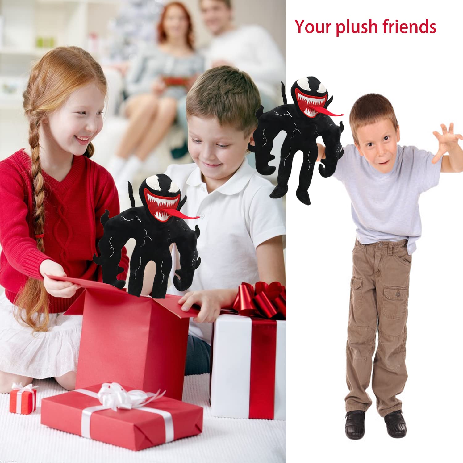 Srikingchimes Black Venom Plush, Black Scary Plush Plush Doll, Creative Plush Toy Decoration for Boys and Girls,Valentine's Day Gift