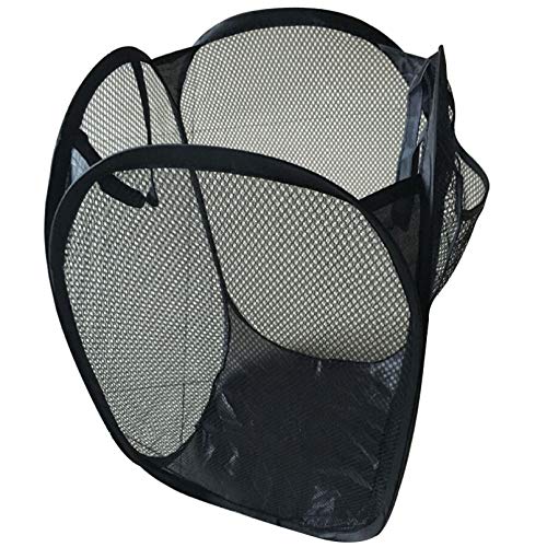 Yardwe Popup Mesh Laundry Basket, 1PC Collapsible and Portable Clothes Washing Laundry Hamper for Laundry Room, Bathroom, Kids Room, College Dorm or Travel (Black)