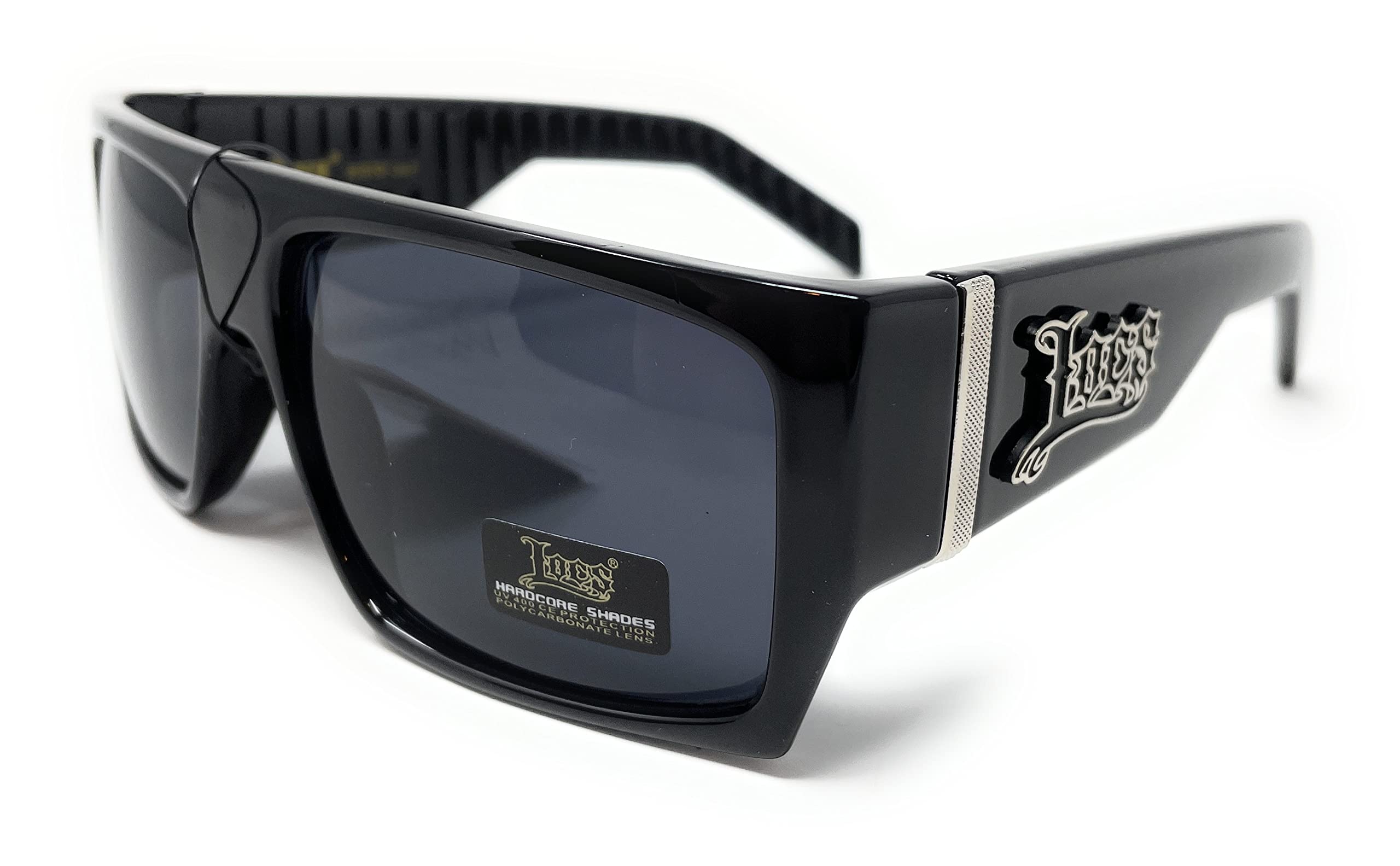 LOCS Hardcore Shades LOCS 91010 Black Sunglasses | Gangster Square FLAT TOP Cholo OG Lowrider Shades Adult