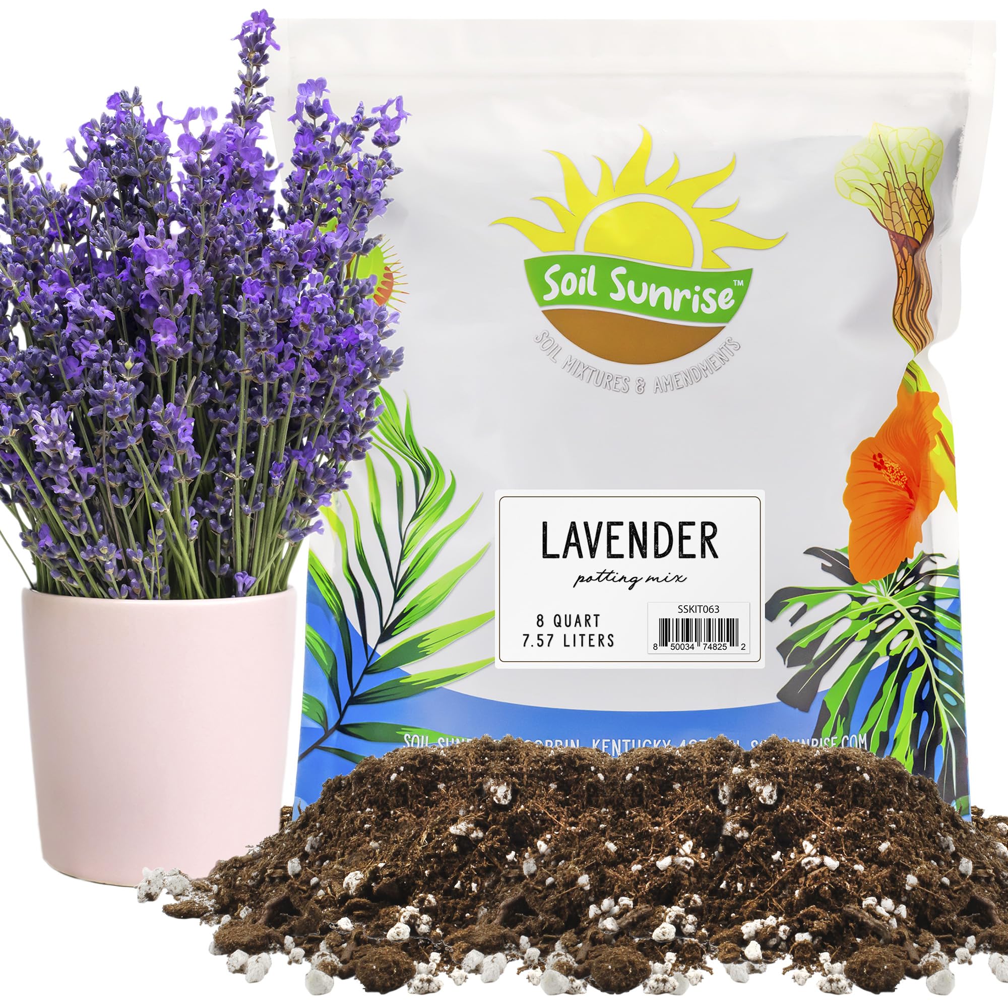 Lavender Potting Soil Mix (8 Quarts), Indoor/Outdoor Container Gardening Blend for Lavender Herb Plants