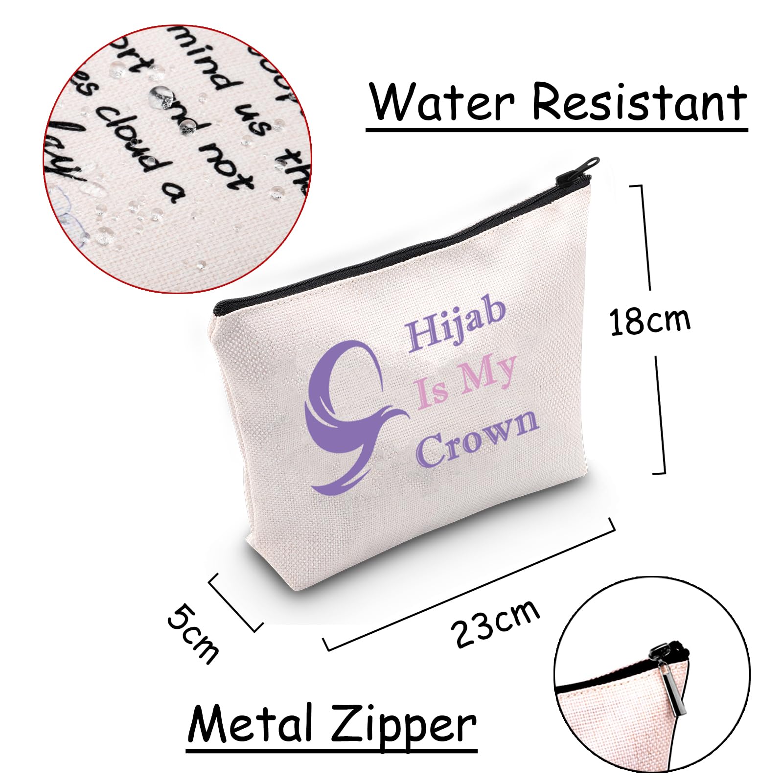 JXGZSO Islamic Religion Gift Hijab Is My Crown Cosmetic Organizer Muslim Women Make Up Bag Hijab Themed Gift