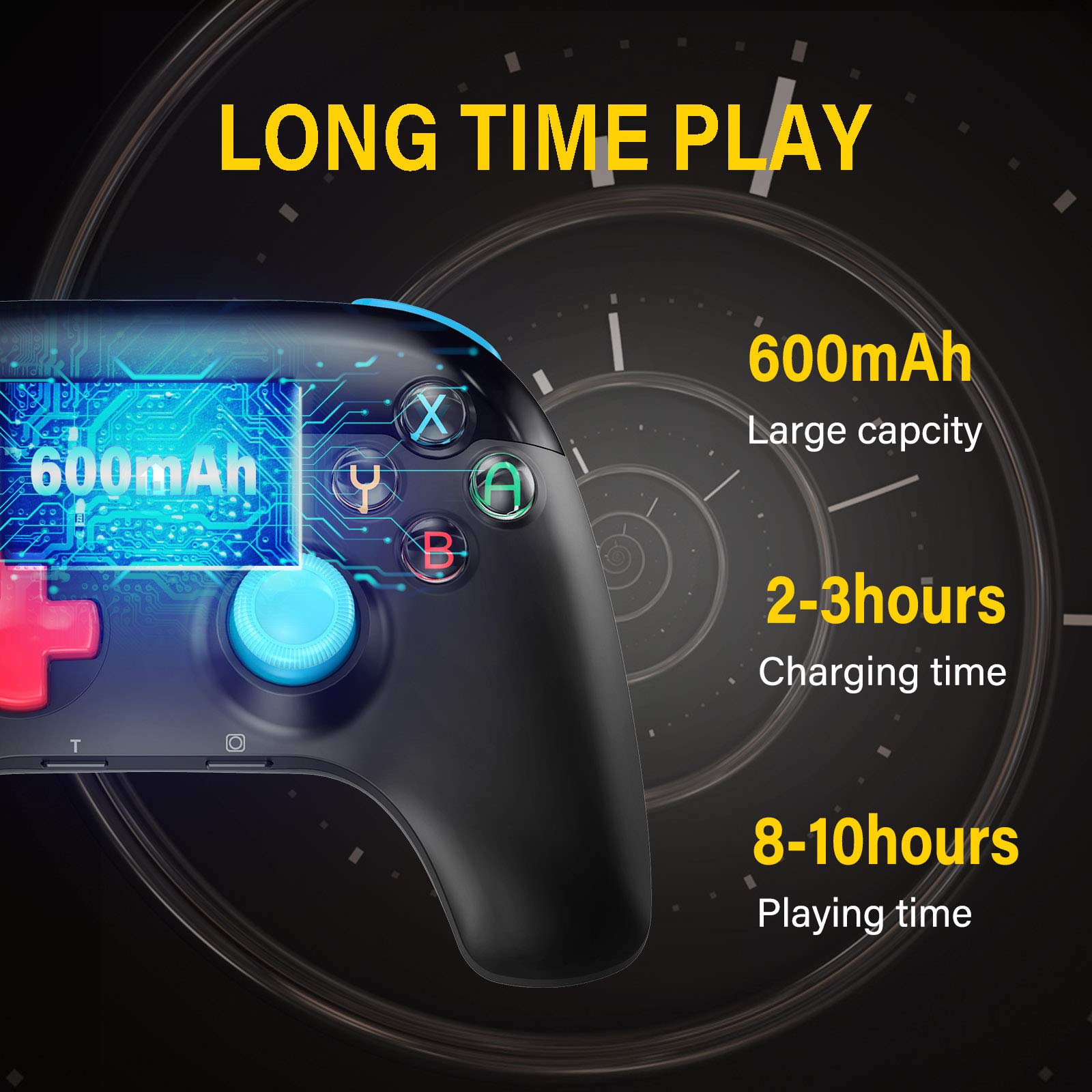 New Fi Switch Controller, Wireless Controller for Nintendo Switch/Lite with large battery,Precise Motion Control, Turbo, Vibration and Screenshot