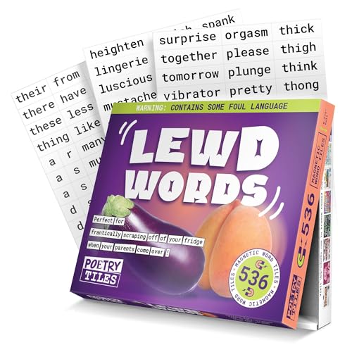 Poetry Tiles - 536 Really Dirty Words Refrigerator Magnets for Adults - Sexy Word Magnets & Funny Magnets for Adults - Make Refrigerator Poems and Stories with Funny Fridge Magnets Adult Themed Kit