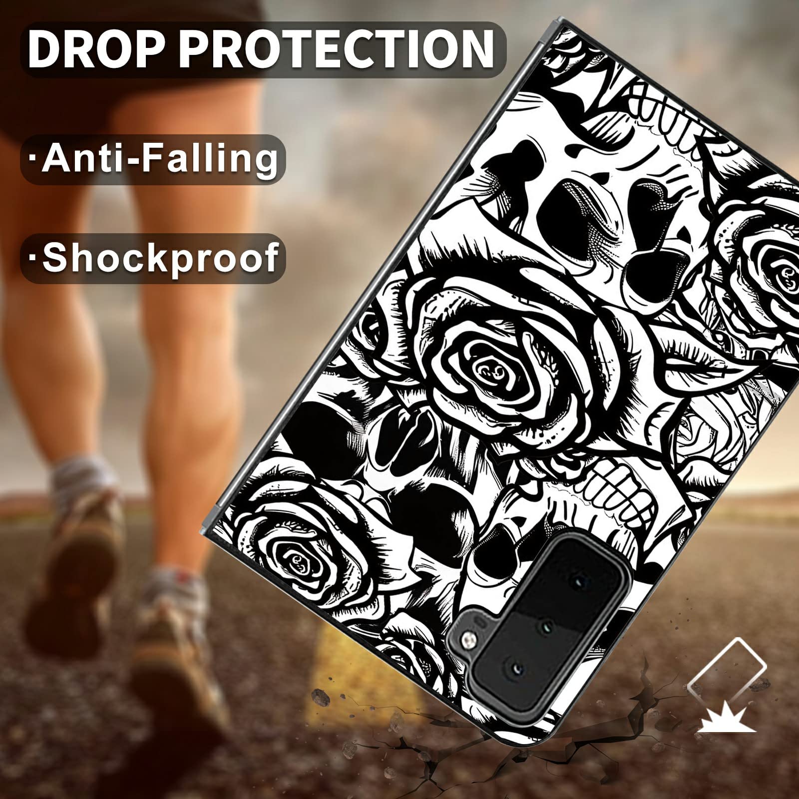 JYCUHTCL for Microsoft Surface Duo 2 Case 8.3"(NOT Fit Duo1), Skull Rose Black Design, Shockproof Slim Lightweight for Surface Duo 2 Phone Case Protective Cover