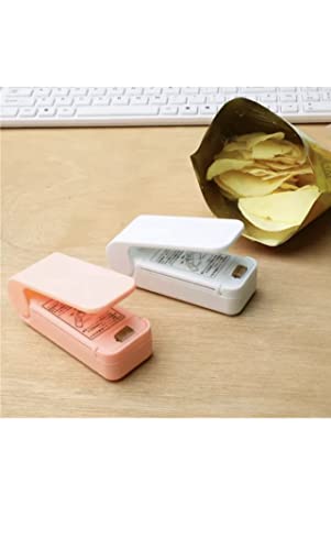 Portable Bag sealing machine mini magical sealer - latest upgraded snack sealer seals the bag to keep it fresh, small in size magnet attached to mount only takes 2 AA batteries and gently operate without any button. Perfect for bags of snacks