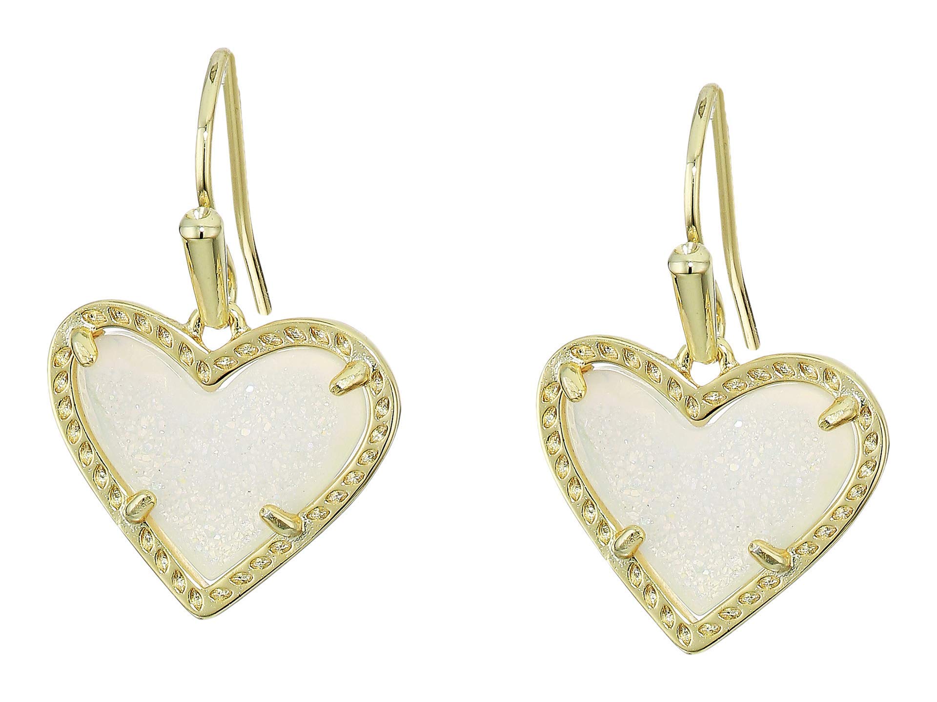 Kendra Scott Ari Heart Drop Earrings Rose Gold Pink Drusy One Size