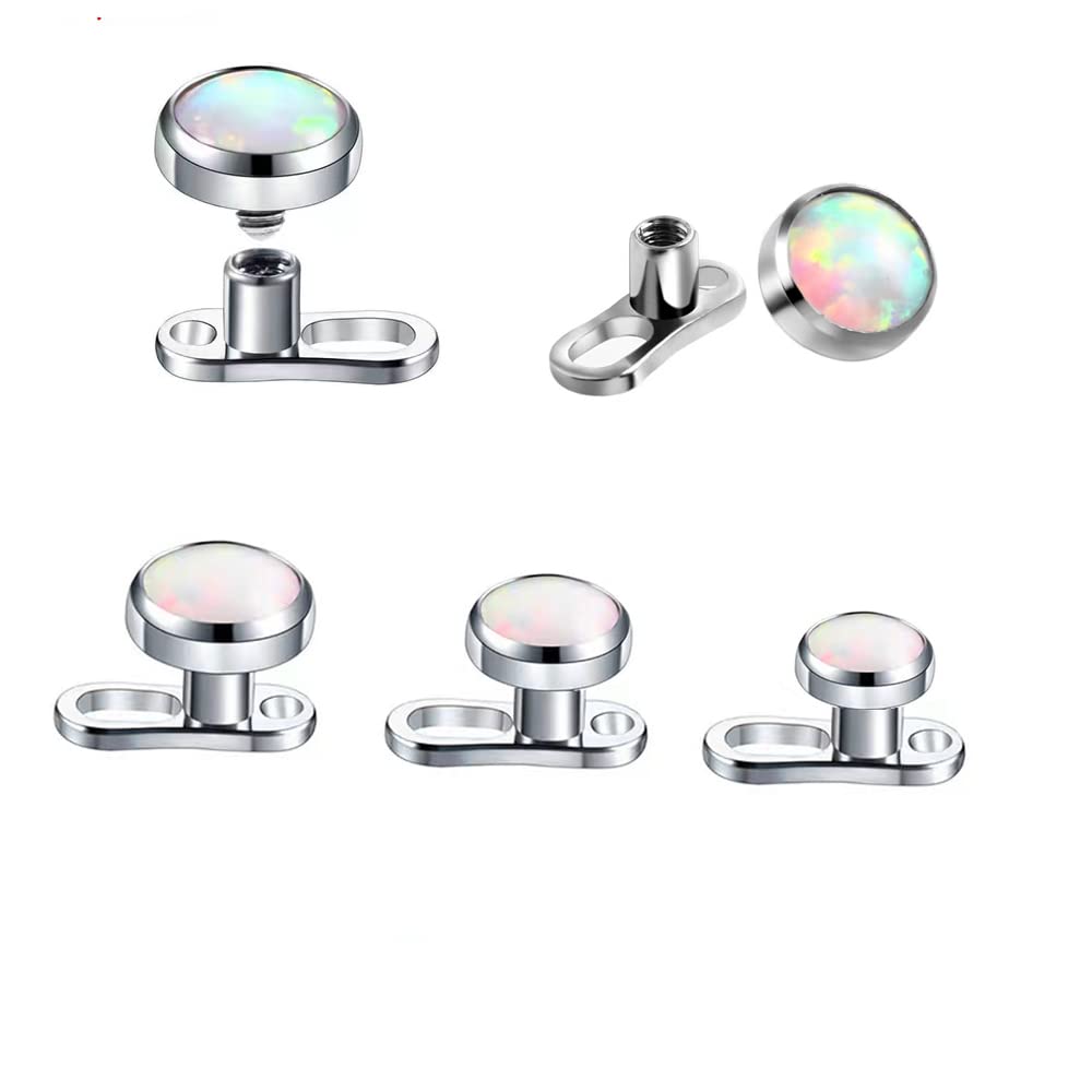Piercingpops 9Pcs 14g Stainless Steel Cubic Zirconia/Opal Dermal Anchor Tops and Base Microdermals for Body Piercing (B: 9PCS-Mixed Style)