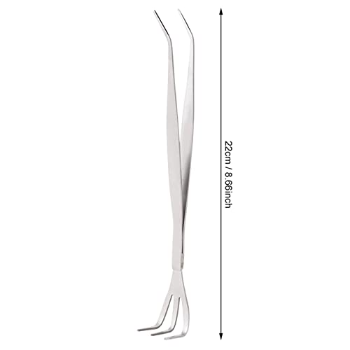 Root Rake with Tweezer, Bonsai Gardening Tools, 2-in-1 Stainless Steel Root Rake Bonsai Tweezers Soil Farming Tool with Ergonomical Handle