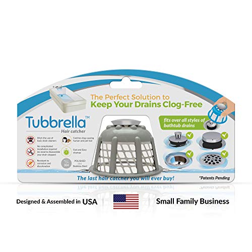 Tubbrella the Most Innovative Bathtub Drain Strainer/Hair Catcher (silver)