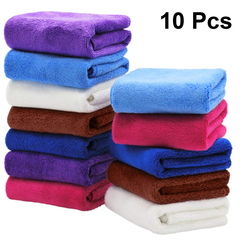 KESYOO 10pcs Cleaning Cloth Microfiber Towels Water Absorption Dishcloth Kitchen Towel Wash Cloth (Random Color)
