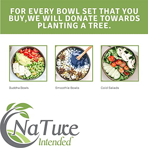 Patterned Jumbo Organic Coconut Bowls with Spoons (coconut bowl), Bamboo Straws, Straw brush and Bamboo Toothbrush (4Pack), Vegan buddha bowl Gifts set. Smoothie bowls, coconut bowls for smoothies.