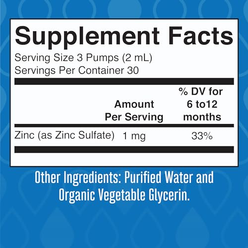 MaryRuth Organics Infant Liquid Ionic Zinc with Organic Glycerin, Zinc Sulfate for Immune Support, Vegan, Formulated for Ages 0-12 Months, 1 Month Supply, 2 Fl Oz