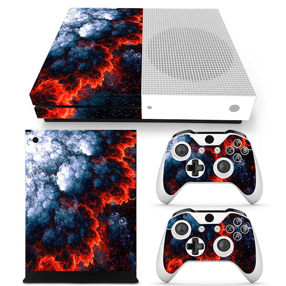 LIZVISION Whole Body Protective Vinyl Skin Decal Cover for Microsoft Xbox One Slim Console Xbox One S Skins Wrap Sticker with Two Free Wireless Controller Decals Magma