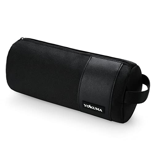 YOKUMA Pencil Case Bag Pouch for Adults Big Capacity Aesthetic Pen Case Office Supplies for College Stationery Organizer (Black)