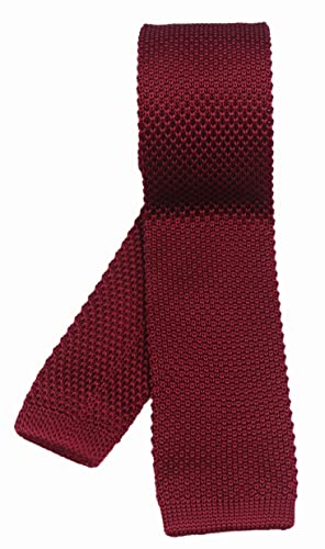 Kihatwin Men's Wine Red Eco-friendly Self Ties Extra Long Knitted Necktie Solid 58 Inches